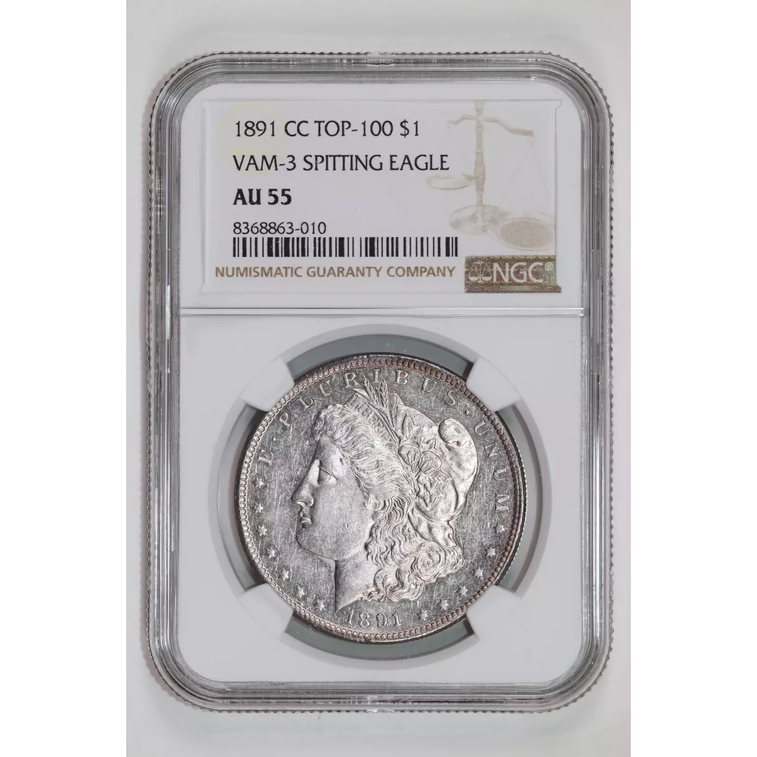 1891-C Morgan Silver Dollar NGC AU-55 CC VAM-3 SPITTING EAGLE - Coin Superstore LLC